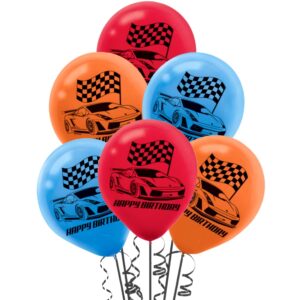 assorted colors hot wheels wild racer™ printed latex balloons - 12" (6 pack) - perfect for high-speed party decorations, race-themed events & ultimate hot wheels enthusiasts