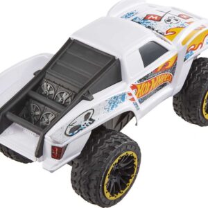 Hot Wheels Toy Car RC, Remote-Control White Ford F-150 Team Hot Wheels Jump Truck, Large Wheels & High-Performance Engine, 2.4 GHz with Range of 65 feet