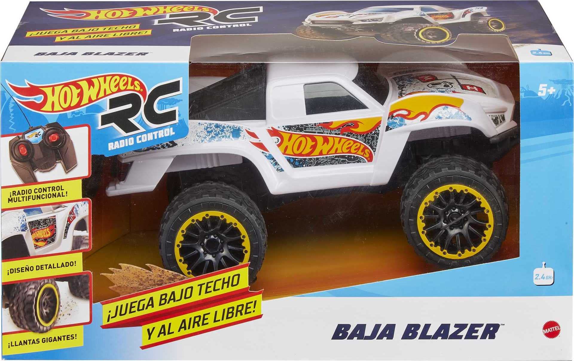 Hot Wheels Toy Car RC, Remote-Control White Ford F-150 Team Hot Wheels Jump Truck, Large Wheels & High-Performance Engine, 2.4 GHz with Range of 65 feet