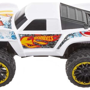 Hot Wheels Toy Car RC, Remote-Control White Ford F-150 Team Hot Wheels Jump Truck, Large Wheels & High-Performance Engine, 2.4 GHz with Range of 65 feet