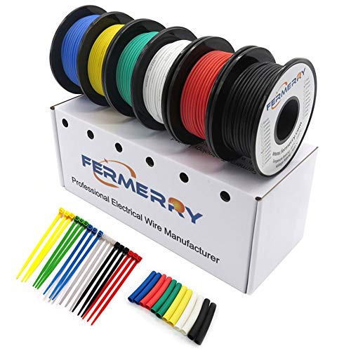 Silicone Stranded Wire Automotive Wire 16 Gauge Jumper Wire Electronic Tinned Copper Hook up Wire 6 Colors 10Ft Each 16AWG Electric Wire from Fermerry