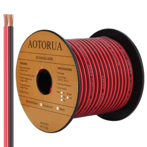 aotorua 100ft 20awg electrical wire, 20/2 gauge oxygen free copper 12v/24v dc red black zip cord wire car audio extension wire, led strip lights hookup wire for led strips single color 3528 5050