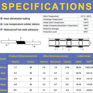 haisstronica 120PCS Solder Seal Wire Connectors,Marine Grade Heat Shrink Wire Connectors-Heat Shrink Butt Connectors-Butt Splice Wire Connectors for Stereo, Electrical with Corrosion and Weatherproof