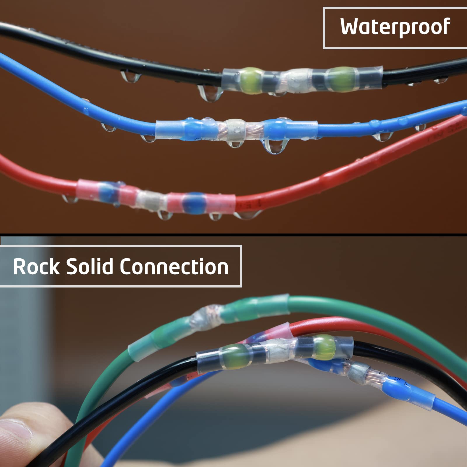 500Pcs Solder Seal Wire Connectors Kit, Heat Shrink Wire Connectors Waterproof Electrical Cable Butt Terminals for Marine Automotive Trailer RV Boat Truck Wiring