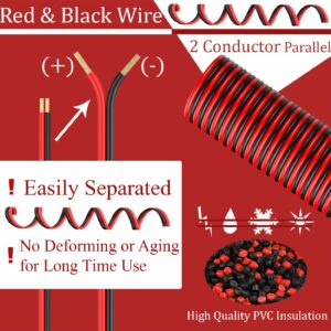 THLY 150FT 16 Gauge Wire, Automotive Wire 16 AWG Wire Electrical Wire 12V/24V Low Voltage Wire 2 Conductor Red and Black Wire for LED Light Bulbs Lamp Marine Car Speaker Wires