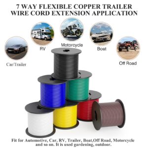 GOGOONE 7X Rolls Trailer Wiring Harness Kit Enough14 Gauge Automotive Primary Wire Spools RV Standard Low Voltage CCA for RV Camper Towing Wiring Car Stereo Audio Hookup Wiring 12V (700FT Total)