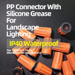 COLOER 30 Pcs Landscape Lights Wire Connectors with Dielectric Grease,Electrical End Caps for Min #22/Max #12 Gauge Wire,Waterproof Wire Nut for Building Application Connect,Wet Location, etc