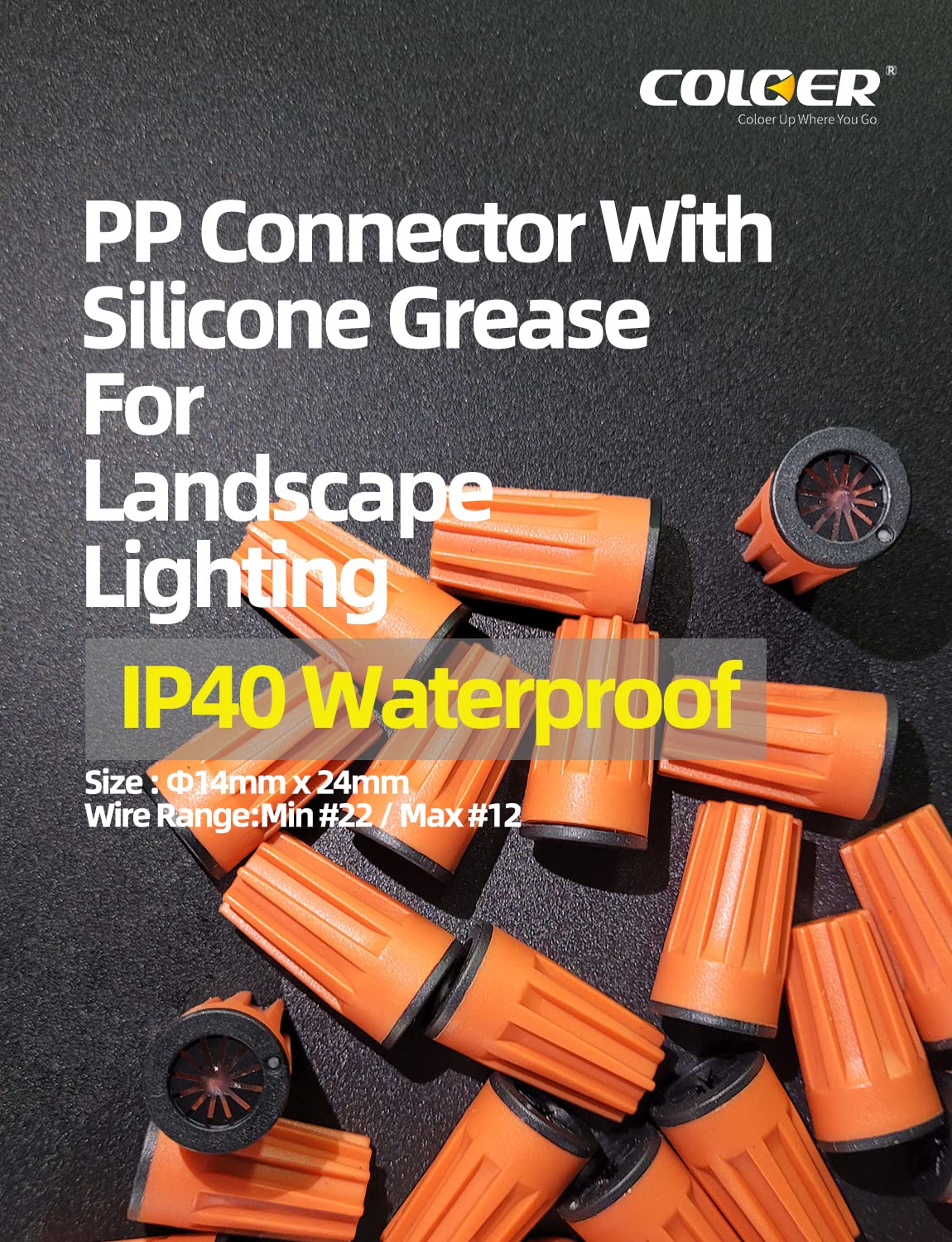 COLOER 30 Pcs Landscape Lights Wire Connectors with Dielectric Grease,Electrical End Caps for Min #22/Max #12 Gauge Wire,Waterproof Wire Nut for Building Application Connect,Wet Location, etc