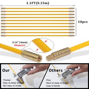 KOOTANS 11 ft Fiberglass Wire Running Kit Wall Cable Wire Fishing Rod Pull Push Tool Electrical Fish Tape Set with 6 Different Accessories