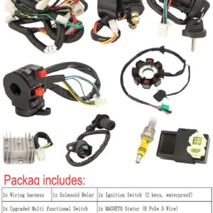 Complete Wiring Harness Kit Electrics ATV Wire Harness Kit with CDI Stator Regulator Ignition Switch Solenoid Relay For GY6 125cc 150cc Pit Bike Scooter ATV Quad Go Kart 4-Stroke Parts by Yolik