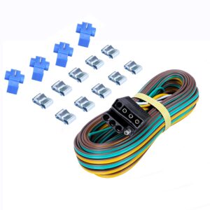 MaxxHaul 4-Pin Flat Trailer Wiring Harness Kit 25' Male and 4' Female [18 Gauge Color Coded Wires] for Utility & Boat Trailer Wire Kits Blue