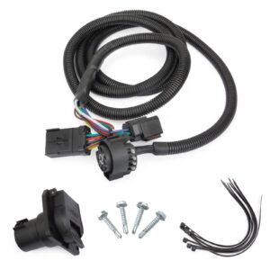 mitzone 7-foot 7-pin truck bed trailer wiring plug harness extension compatible with 1995-2009 dodge ram 1500 2500 3500, 1995-2010 dodge dakota for fifth-wheel and gooseneck trailers