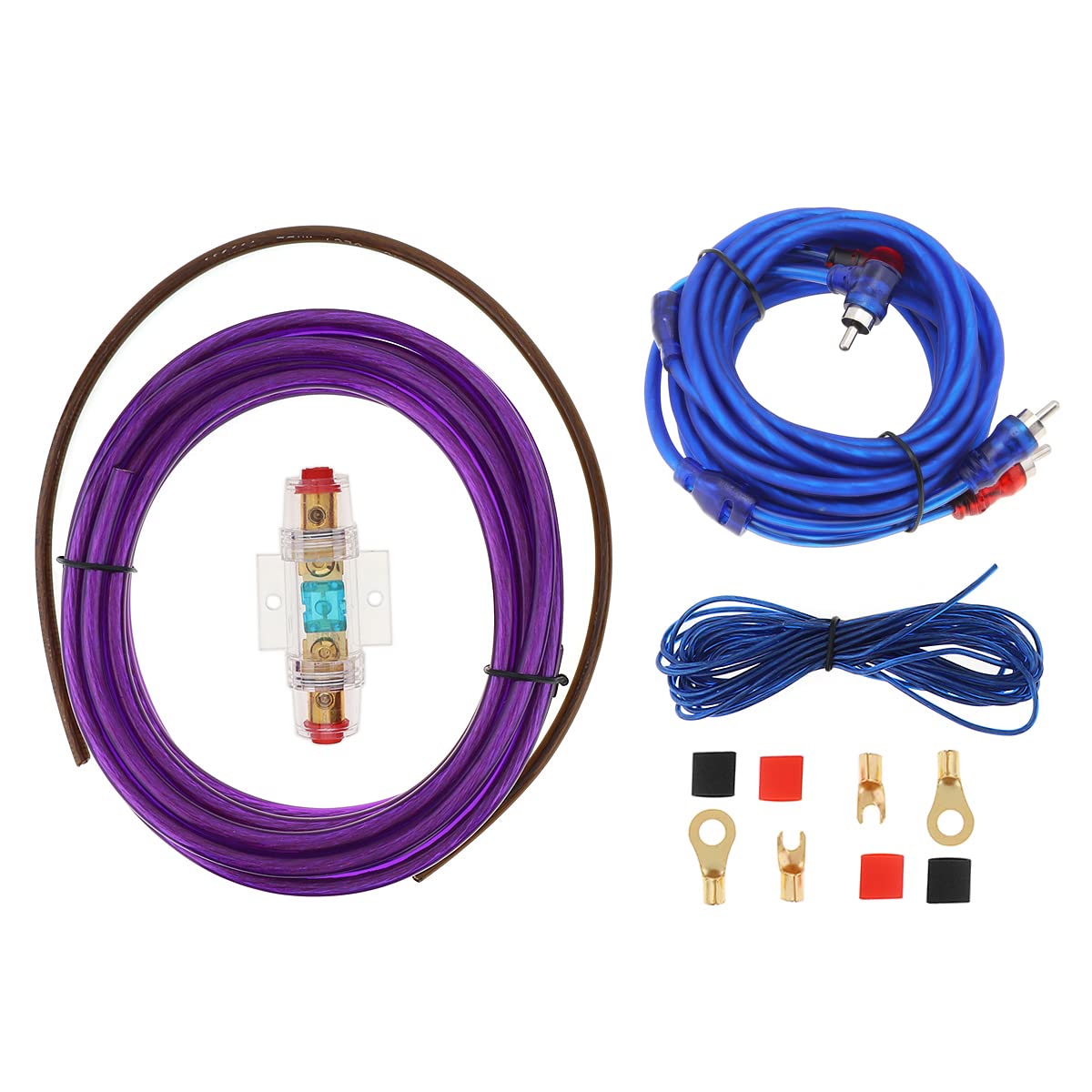 DriSentri 6 Gauge Amp Wiring Kit Amplifier Install Flexible Wiring Complete Installation Cables for Installer, Purple