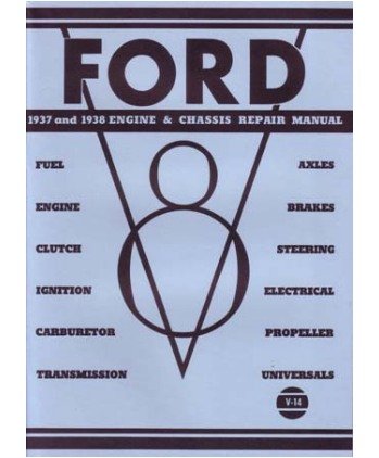 1937 1938 Ford V-8 Shop Service Repair Manual Book Engine Drivetrain Wiring