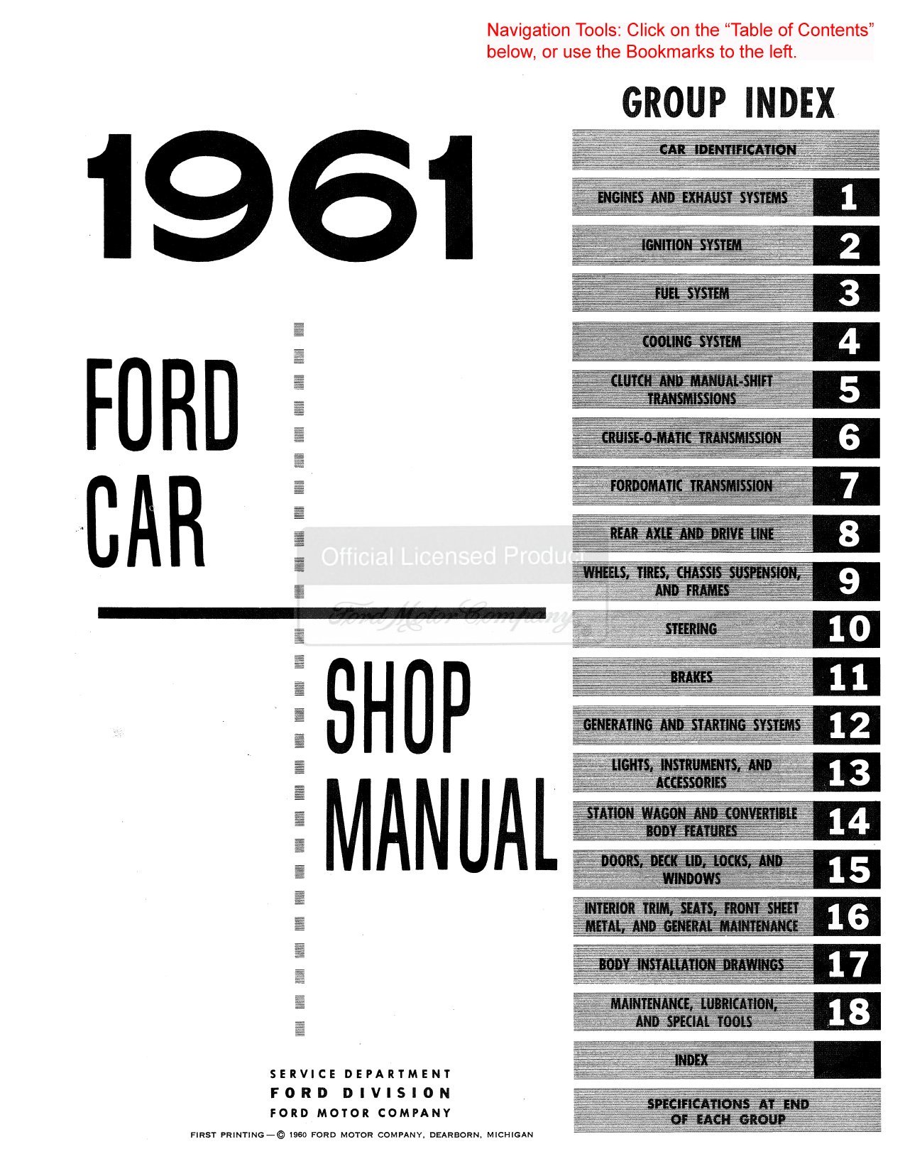 1961 Ford Fairlane Falcon Galaxie Shop Service Repair Book Manual Engine Wiring