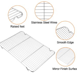 TeamFar Baking Sheet and Cooling Rack Set (3 Pans + 3 Racks), Stainless Steel Cookie Sheet with Roasting Racks for Cooking/Cooling, Healthy & Dishwasher Safe, Sturdy & Long Lasting