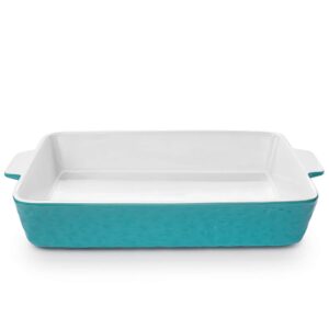 krokori ceramic baking dish, casserole dish for oven, lasagna pan deep, 9x13 baking pan with handles, porcelain bakeware for lasagna, baking, cooking, kitchen, daily use, wedding gift (aquamarine)