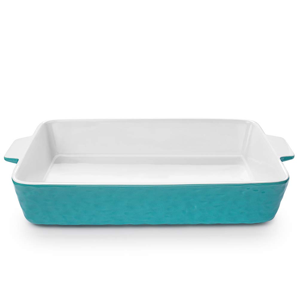 Krokori Ceramic Baking Dish, Casserole Dish for Oven, Lasagna Pan Deep, 9x13 Baking Pan with Handles, Porcelain Bakeware for Lasagna, Baking, Cooking, Kitchen, Daily Use, Wedding Gift (Aquamarine)