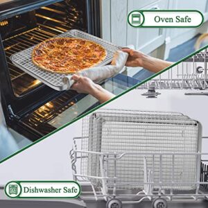 P&P CHEF Baking Sheets and Racks Set (2 Pans + 2 Racks), Stainless Steel Baking Sheet Oven Tray and Cooling Grid Rack for Cookies Meats, Size 16 x 12 x 1 Inch, Oven & Dishwasher Safe