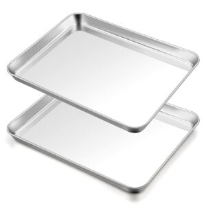 teamfar baking sheet, 17.6’’ x 13’’ x 1’’ stainless steel large cookie sheet half baking pans, non-toxic & healthy, easy clean & dishwasher safe, heavy duty & sturdy- set of 2