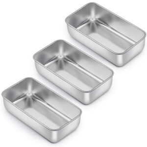 e-far loaf pan for baking bread, 9 x 5 inch stainless steel baking loaf pans, metal bakeware for bread meatloaf cake brownies, healthy & non toxic, easy release & dishwasher safe - set of 3