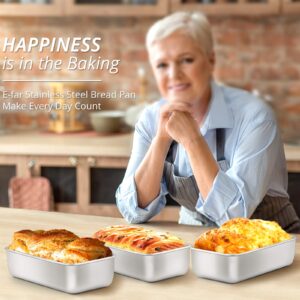 E-far Loaf Pan for Baking Bread, 9 x 5 Inch Stainless Steel Baking Loaf Pans, Metal Bakeware for Bread Meatloaf Cake Brownies, Healthy & Non Toxic, Easy Release & Dishwasher Safe - Set of 3