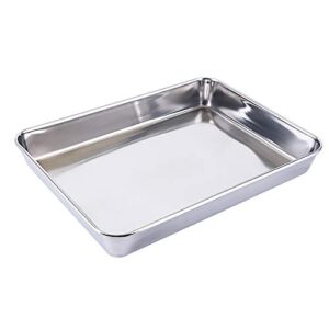 sheet pan,cookie sheet,heavy duty stainless steel baking pans,toaster oven pan,jelly roll pan,barbeque grill pan,deep edge,superior mirror finish, dishwasher safe (16.2x12.6x2.4 inch)