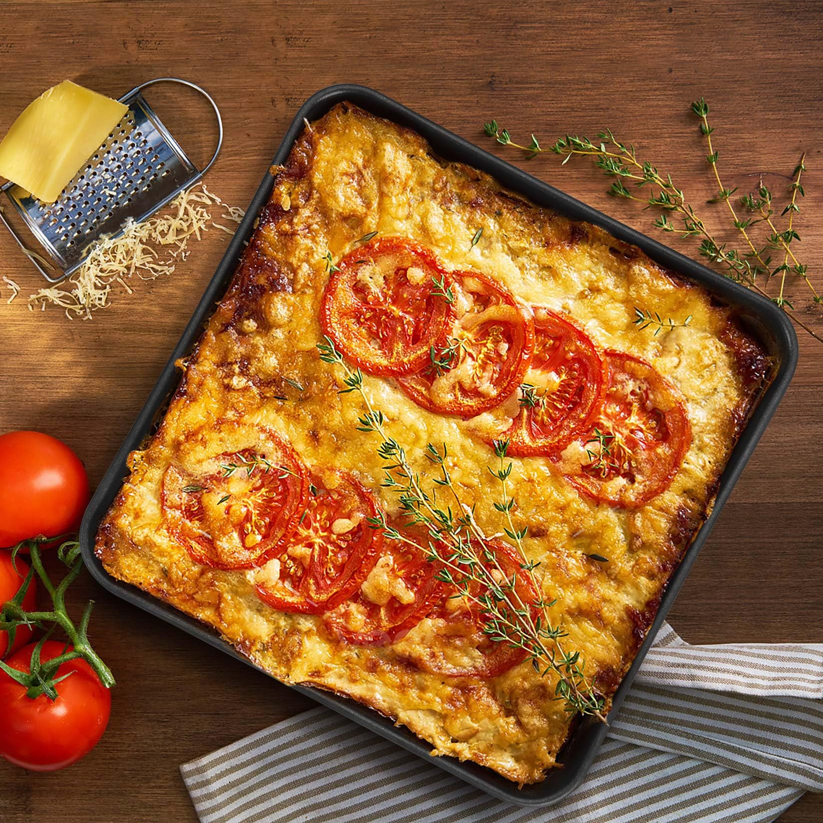 P&P CHEF Square Baking Pan, 8 Inch Square Cake Lasagna Brownie Pan for Nonstick Baking Roasting, Stainless Steel Core with Non-stick Coating, Oven & Freezer Safe, Non-toxic & Easy Cleaning