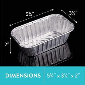 DOBI Aluminum Mini Loaf Pans (50 Pack) - Disposable Aluminum Foil 1 lb Mini Loaf Baking Pans, Small Bread Tins - 6" X 3.5" X 2"