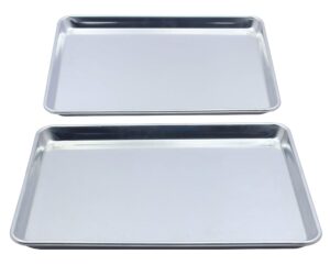 checkered chef baking sheet set - 13" x 9.5" stainless steel quarter pans for baking and cooking (2 pack)