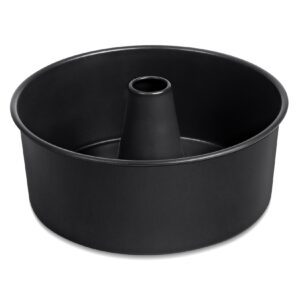 p&p chef nonstick angel food cake pan, 10 inch cake pan round baking tin, tube pan for baking pound cake, conical hollow & one-piece design, stainless steel core & heavy-duty, oven safe