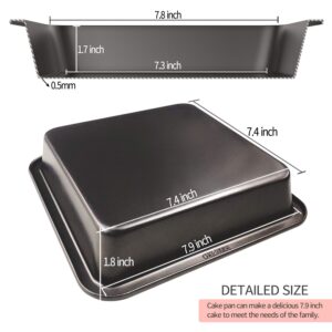 CHEFMADE Square Cake Pan, 8-Inch Bakeware Non-Stick Carbon Steel Pan Deep Dish Oven Baking Mold Baking Tray Ovenware for Cakes, Bread, Pizza, Cookies