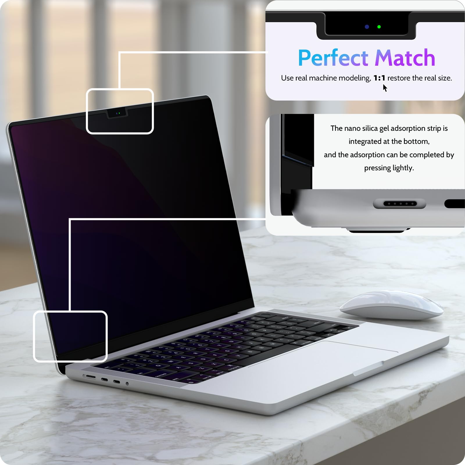 Peslv Privacy Screen MacBook Air 15 Inch (2023-2024, M2 M3 Chip) - A2941 A3114, Magnetic Removable Matte Anti Blue Light Glare Filter 15inch Privacy Screen Protector for Mac Pro 15.3" Laptop