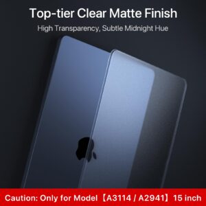 Soonjet Compatible for MacBook Air 15 inch Case 2023 2024 New M3 M2 [100% Match Official Color] [Ultra Thin Armor] Protective Hard Shell Matte Cover for Laptop Model A3114 A2941 - Midnight Clear