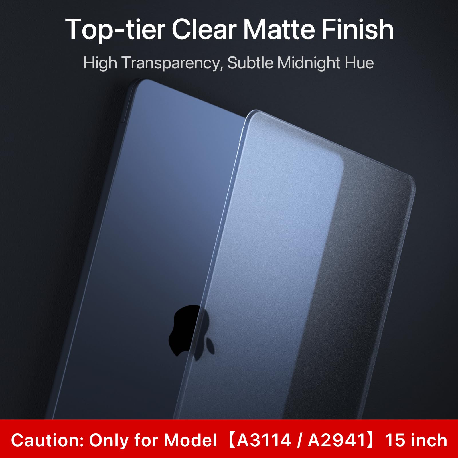 Soonjet Compatible for MacBook Air 15 inch Case 2023 2024 New M3 M2 [100% Match Official Color] [Ultra Thin Armor] Protective Hard Shell Matte Cover for Laptop Model A3114 A2941 - Midnight Clear