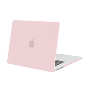 mosiso compatible with macbook air 15 inch case 2023 2024 release m3 a3114 m2 a2941 with liquid retina display & touch id, protective plastic hard shell case cover, baby pink