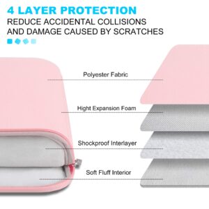 Lacdo Laptop Sleeve Case for 15 inch New MacBook Air M3 A3114 M2 A2941 2024-2023, 15 inch MacBook Pro A1990 A1707, Dell XPS 15 Plus Computer Bag with Accessory Pocket, Water-Resistant, Pink