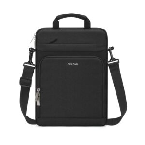 mosiso vertical laptop shoulder bag compatible with macbook air/pro,13-13.3 inch notebook,compatible with macbook pro 14 2023-2021 a2779 m2 a2442 m1 with front raised pockets&fix handle&belt, black