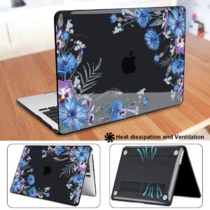 LCMOCICO for MacBook Air 15 inch Case 2024 2023 M2 M3 Chip A3114 A2941 with Liquid Retina Display & Touch ID, Plastic Hard Shell Case Keyboard Cover for Mac Air 15.3 M3 2024, Wild Cornflower Black