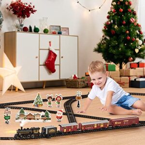 Locomoto Train Set - Electric Train Toys w/Smoke, Light &Sounds, Train Sets for Boys&Girls2-4-7 w/Locomotive, 2 Cars &14 Tracks, Christmas Toy Train Gifts for Kids Ages 8-14 & 3 Years Old Toddlers