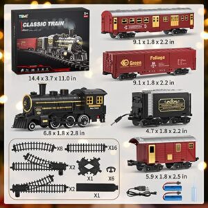 Locomoto Train Set - Electric Train Toys w/Smoke, Light &Sounds, Train Sets for Boys&Girls2-4-7 w/Locomotive, 2 Cars &14 Tracks, Christmas Toy Train Gifts for Kids Ages 8-14 & 3 Years Old Toddlers