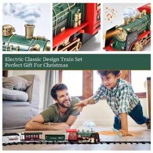 Fortikpo Train Set - Rechargeable Battery and Remote - Around The Christmas Tree with Water Steam, Music & Lights - Electric Train Toy Gift Toys for Age 3 4 5 6 7 8+ Kids Toddlers