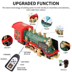 Fortikpo Train Set - Rechargeable Battery and Remote - Around The Christmas Tree with Water Steam, Music & Lights - Electric Train Toy Gift Toys for Age 3 4 5 6 7 8+ Kids Toddlers