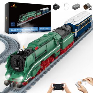 jmbricklayer german express train building kit - rc steam train building block toy, scale model train with train tracks, adult engine vehicle city set, gift toys for teens age 14+/adults(2348 pieces)