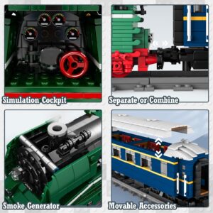 JMBricklayer German Express Train Building Kit - RC Steam Train Building Block Toy, Scale Model Train with Train Tracks, Adult Engine Vehicle City Set, Gift Toys for Teens Age 14+/Adults(2348 Pieces)