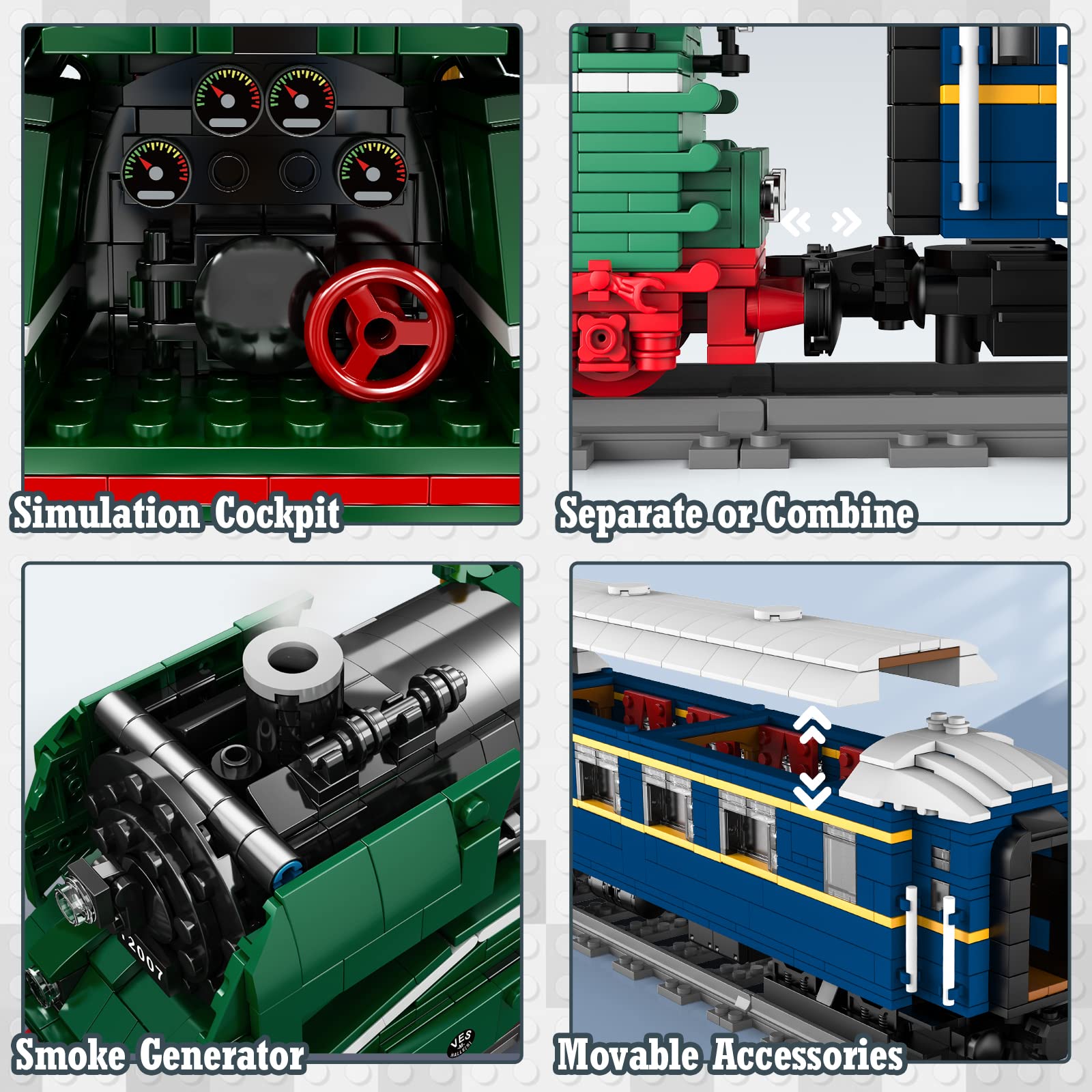 JMBricklayer German Express Train Building Kit - RC Steam Train Building Block Toy, Scale Model Train with Train Tracks, Adult Engine Vehicle City Set, Gift Toys for Teens Age 14+/Adults(2348 Pieces)