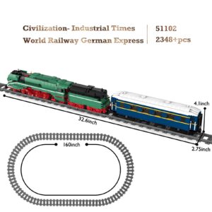 JMBricklayer German Express Train Building Kit - RC Steam Train Building Block Toy, Scale Model Train with Train Tracks, Adult Engine Vehicle City Set, Gift Toys for Teens Age 14+/Adults(2348 Pieces)