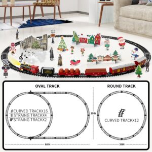 Lucky Doug Train Set Toys for Kids, Christmas Train Sets Toys for Kids W/Smokes, Light & Sound Include 6 Car and 28 Tracks, Christmas Train Set Toys Birthday Gifts for 3 4 5 6 Year Old Boys Girls