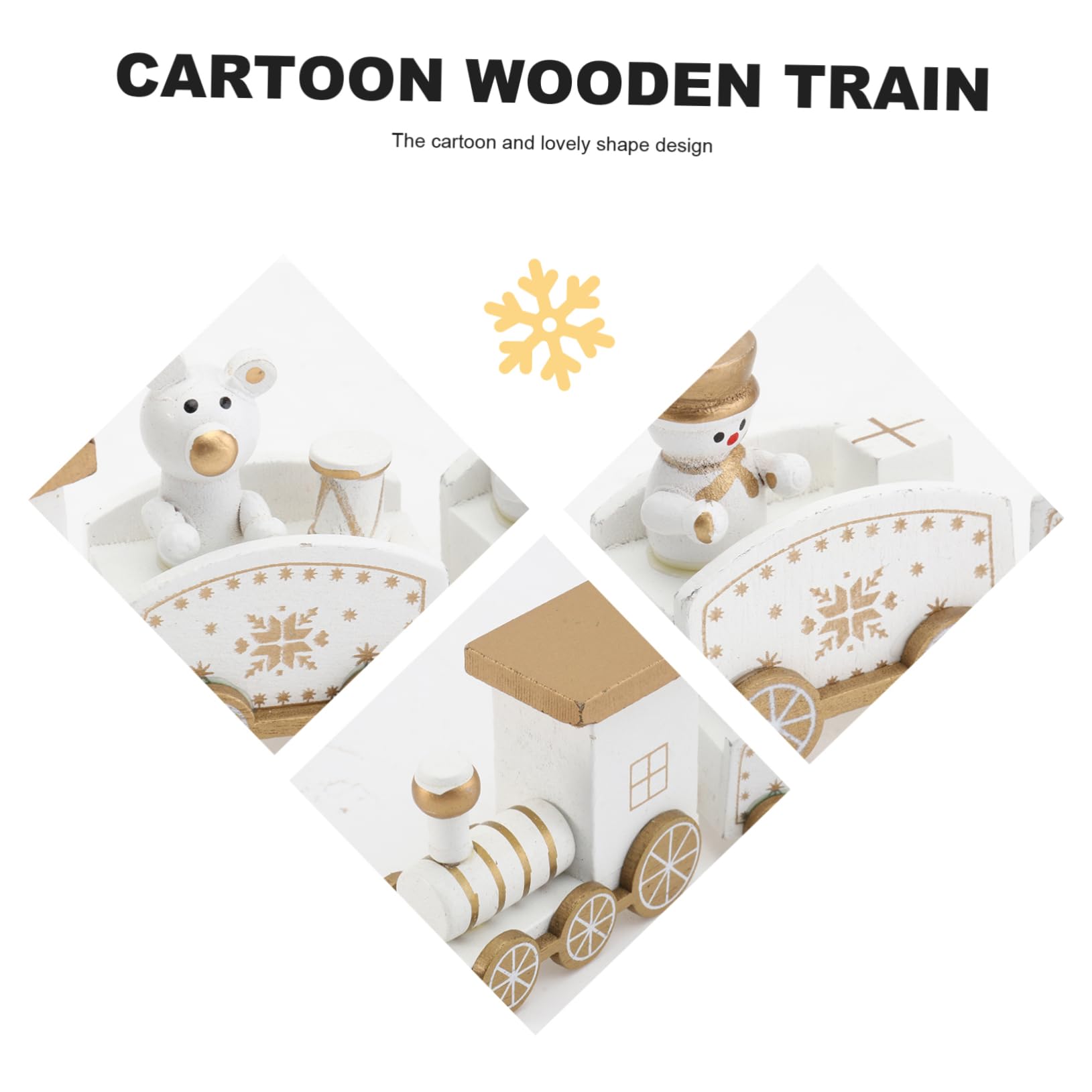 IWOWHERO 1pc Christmas Train Desktop Wooden Trains Mini Christmas Tree Xmas Train Sculpture Wooden Christmas Train Christmas Train Set Birthday Cake Ornament Train Cake Decor White