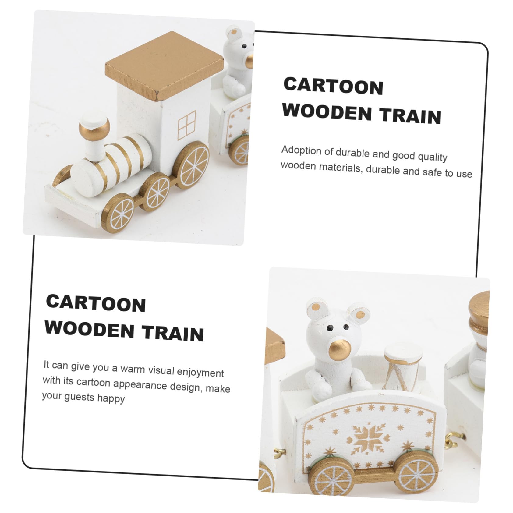 IWOWHERO 1pc Christmas Train Desktop Wooden Trains Mini Christmas Tree Xmas Train Sculpture Wooden Christmas Train Christmas Train Set Birthday Cake Ornament Train Cake Decor White